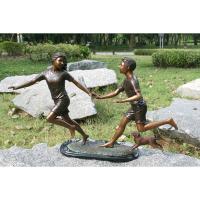 China Modern Outdoor Custom Life Size Bronze Kids Sculpture for Europe Landscape Decoration for sale