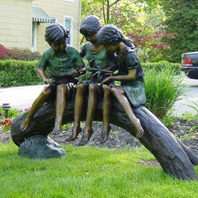 China Customized Life Size Metal Children Kids Sculpture for Outdoor Garden Decoration for sale