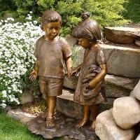 China Customized Life Size Metal Children Kids Sculpture for Outdoor Garden Decoration for sale