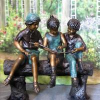 China Customized Life Size Metal Children Kids Sculpture for Outdoor Garden Decoration for sale