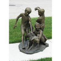 China Manufacture Wholesale Bronze Reading Book Boy Girl Sculpture Bronze Children Statue Kids Sculpture For Decor for sale