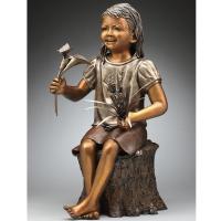China Good Price Outdoor Garden Decoration Copper Brass Cute Girl Statue Bronze Girl Statue For Sale for sale