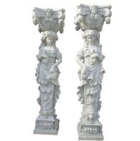 China Customized high end house exterior decorative natural marble Roman pillar column For Home Decor for sale