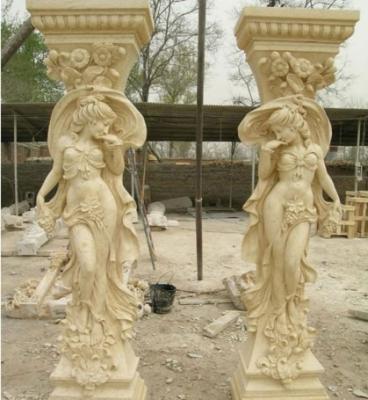China Custom Life Size Egyptian cream marble stone decoration roman pillar mold for sale for sale