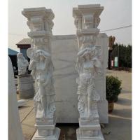 China Natural Marble Hollow Technique Hand Carved Polished Roman Style Stone Column Pillar for sale