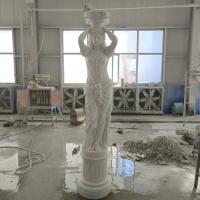 China Natural Marble Hollow Technique Hand Carved Polished Roman Style Stone Column Pillar for sale