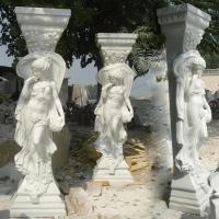 China Natural Marble Hollow Technique Hand Carved Polished Roman Style Stone Column Pillar for sale