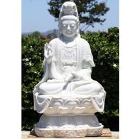 China Traditional Design Style Large Natural Stone Kwan Im Statue Buddha Guanyin Sculpture for sale