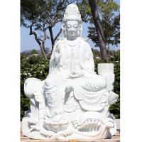 China Traditional Design Style Large Natural Stone Kwan Im Statue Buddha Guanyin Sculpture for sale