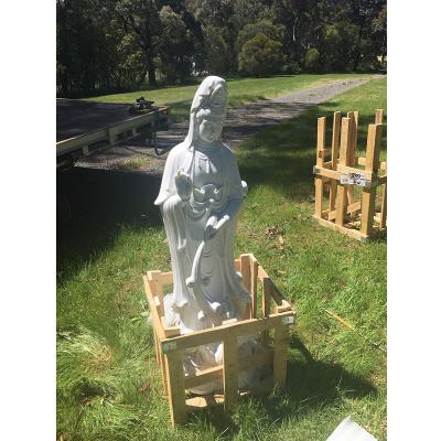 China Marble Sculpture for Garden Decor Custom Life Size White Marble Guanyin Buddha Statue for sale