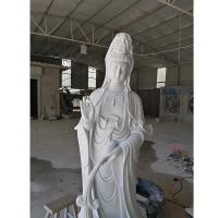 China Marble Sculpture for Garden Decor Custom Life Size White Marble Guanyin Buddha Statue for sale