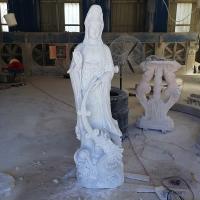 China Marble Sculpture for Garden Decor Custom Life Size White Marble Guanyin Buddha Statue for sale