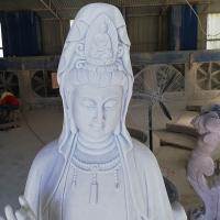 China Marble Sculpture for Garden Decor Custom Life Size White Marble Guanyin Buddha Statue for sale