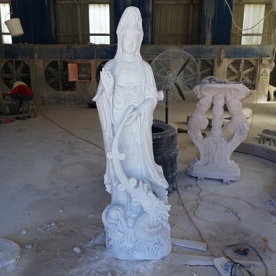 China Western Style Custom Marble Guanyin Statue Sculpture for Theme Park for sale