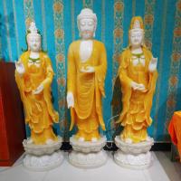 China Custom Outdoor Large Natural Stone Marble Kwan Im Statue Buddha Guanyin Sculpture For Sale for sale