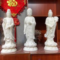 China Western Style Three-Faced White Marble Guanyin Sculpture for City Square Garden Decor for sale