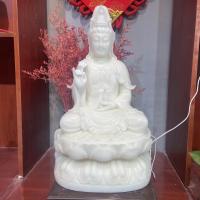 China Western Style Three-Faced White Marble Guanyin Sculpture for City Square Garden Decor for sale