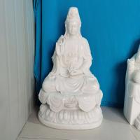 China Western Style Three-Faced White Marble Guanyin Sculpture for City Square Garden Decor for sale