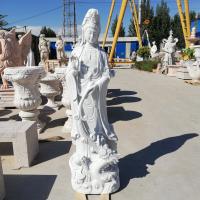 China Western Style Three-Faced White Marble Guanyin Sculpture for City Square Garden Decor for sale