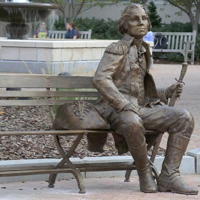 China Bronze Man Sculpture Sitting on Bench for Custom Outdoor Decoration 1 Color Print Method for sale