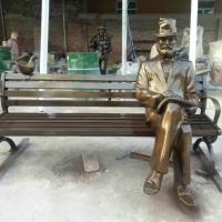 China Bronze Man Sculpture Sitting on Bench for Custom Outdoor Decoration 1 Color Print Method for sale