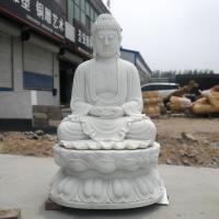 China White Marble Buddha Sitting On Lotus Statue Hand Carved Religious White Marble Natural Stone Carving Marble Buddha Sculpture for sale