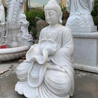 China Custom Life Size Carved White Marble Meditating Hindu God Shiva Statue in City Square for sale