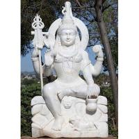 China Custom Life Size Carved White Marble Meditating Hindu God Shiva Statue in City Square for sale
