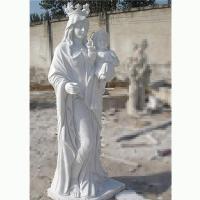 China 2024 Popular Religious Sculpture Natural White Marble Statue of Virgin Maria and Baby Jesus for sale