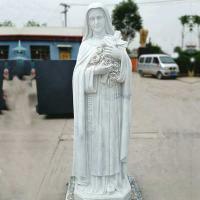 China 2024 Popular Religious Sculpture Natural White Marble Statue of Virgin Maria and Baby Jesus for sale