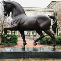 China Print Method 1 Color Customized Life Size Bronze Jumping Horse Sculpture Outdoor Decor for sale