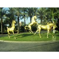 China 1 color Print Method Handmade Metal Copper Garden Golden Horse Statues for Outdoor for sale