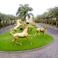 China 1 color Print Method Handmade Metal Copper Garden Golden Horse Statues for Outdoor for sale