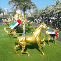 China 1 color Print Method Handmade Metal Copper Garden Golden Horse Statues for Outdoor for sale