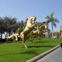 China 1 color Print Method Handmade Metal Copper Garden Golden Horse Statues for Outdoor for sale