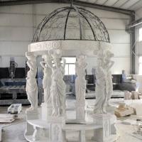 China Custom Garden Decoration Marble Gazebo with Women Statues Life Size and Customizable for sale