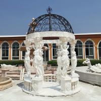 China Custom Garden Decoration Marble Gazebo with Women Statues Life Size and Customizable for sale