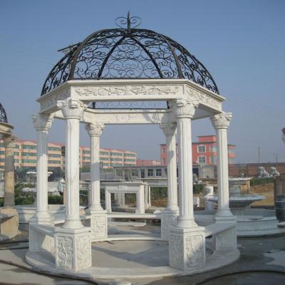 China Custom Popular gorgeous stone pavilion hand carved marble gazebo pergola outdoor marble column gazebo For Garden Decoration for sale