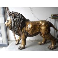 China Life Size Metal Bronze Walking Lion Family Sculpture for Custom Modern Chinese Garden for sale