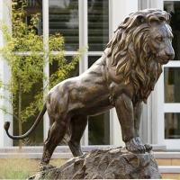 China Life Size Metal Bronze Walking Lion Family Sculpture for Custom Modern Chinese Garden for sale