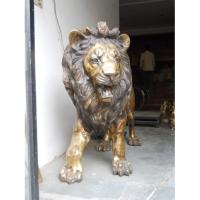 China Garden Decor Life Size Metal Lifelike Animal Sculpture Outdoor Bronze Sitting Lion Statues For Sale for sale