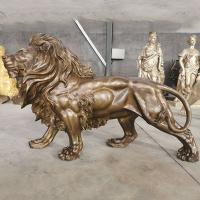 China Customized Bronze Brass Metal Small Lion Animal Sculpture for Indoor Home Decoration for sale