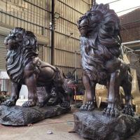 China Customized Bronze Brass Metal Small Lion Animal Sculpture for Indoor Home Decoration for sale