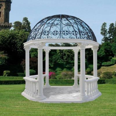 China Customized Color British Style Outdoor Stone Garden Gazebo with Hand Carved Technique for sale