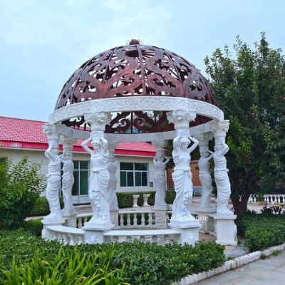 China Customized design real factory direct price garden decoration marble gazebo pergola For Garden Decor for sale