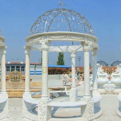 China 2024 Hot Sale High Quality Natural Marble Stone Hand Carved Gazebo For Garden Decoration for sale