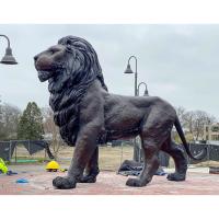 China Large Bronze Lion Statues for Custom Outdoor Garden Decor Metal Animal Sculpture for sale