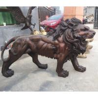 China Engraving Carving Type Custom Outdoor Large Garden Bronze Sitting Lion Statue Brass Lion Sculpture for sale
