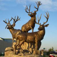 China Customized handmade life size elk deer large bronze deer statue for garden decoration for sale