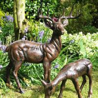 China Engraving Bronze Deer Statue Metal Cast Stag Sculpture Garden Ornament Popular Supply for sale